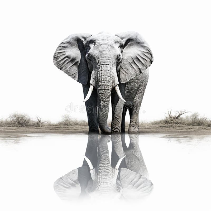 Ai Generated Illustration Of A Majestic Elephant Near A Tranquil Lake