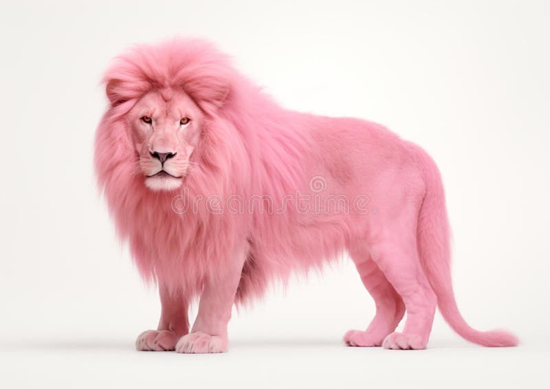 AI Generated Illustration of a Majestic Pink Lion in Front of a Stark ...