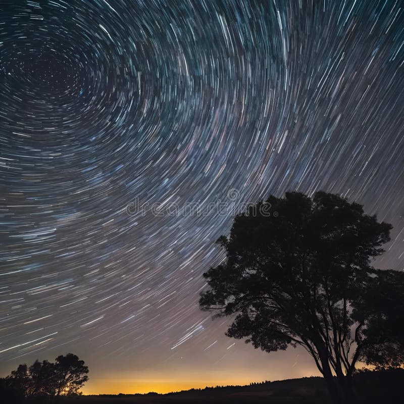 AI Generated Illustration of a Majestic Tree Illuminated by Starlight ...