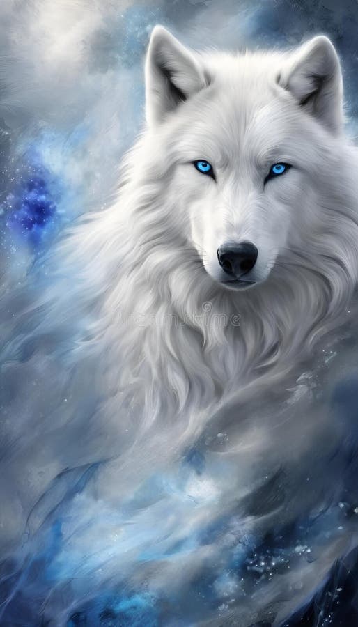 AI Generated Illustration of a Majestic White Wolf Stock Illustration ...