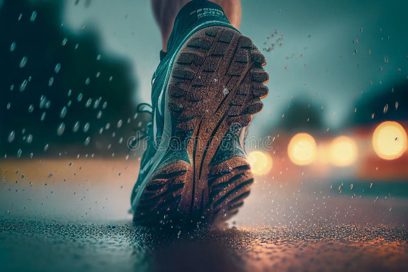 AI Generated Illustration of a Male Athlete Running on the Wet Ground ...