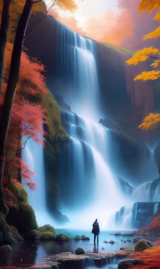 AI generated waterfall stock illustration. Illustration of diagram ...