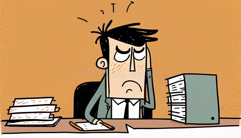 AI Generated Illustration of a Man Seated at a Computer Desk Surrounded ...