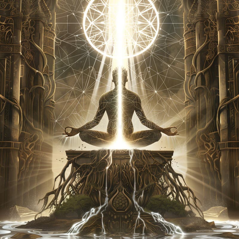 AI Generated Illustration of a Man Sits at the Center of an Altar with ...