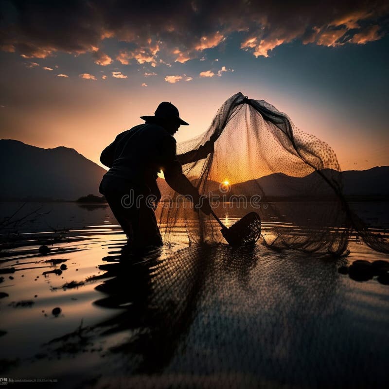 AI Generated Illustration of a Man Standing Facing the Setting Sun ...