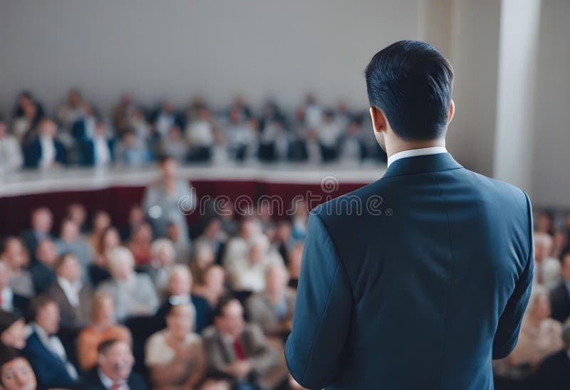 AI-generated Illustration of a Man Standing in Front of a Large Crowd ...