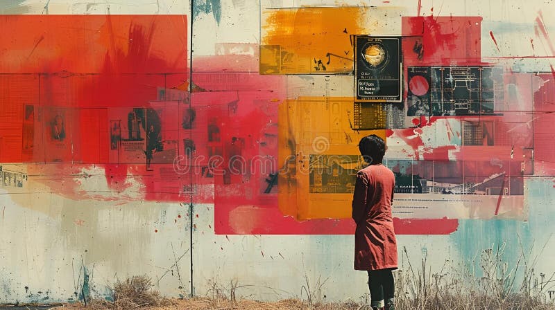 A Man Stands in Front of a Wall with Lots of Posters on it Stock ...