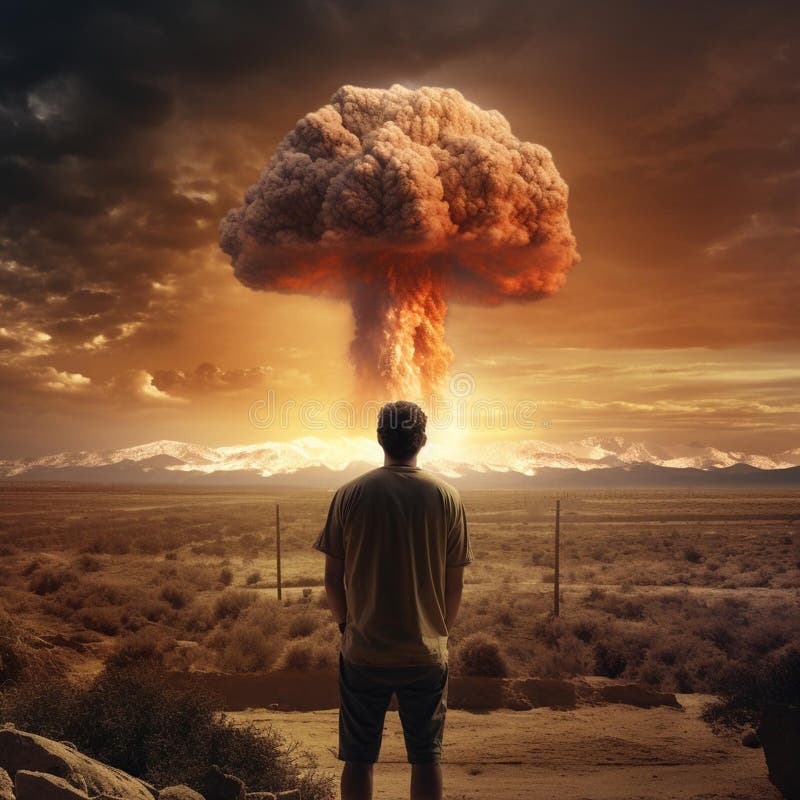 AI Generated Illustration of a Man Standing Standing a Desert Against ...