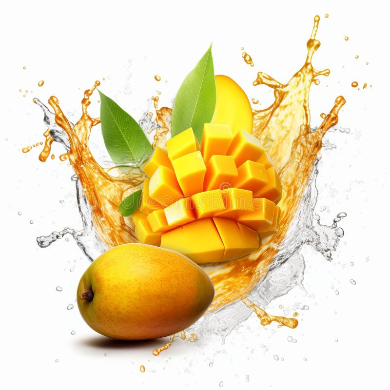 AI Generated Illustration of Mango Slices with Splashes of Mango Juice ...