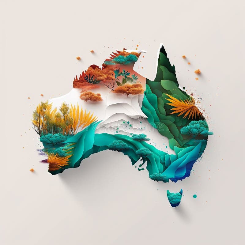 AI-generated Illustration of the Map of Australia with Colorful Floral ...