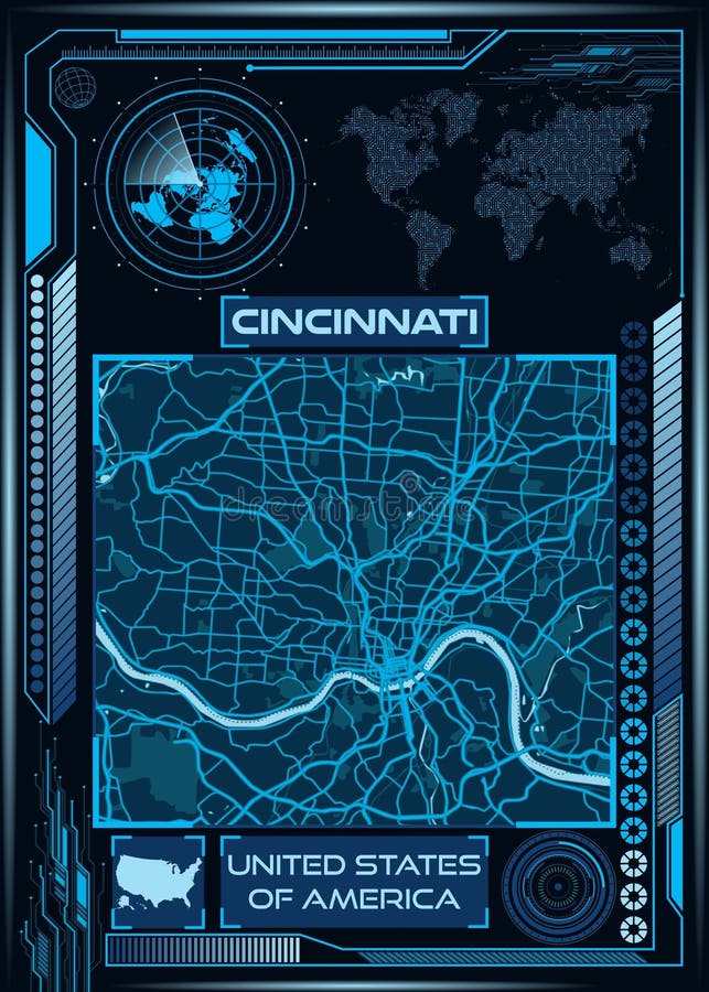 A Map of CINCINNATI with an Illustration of a Space Station in the ...