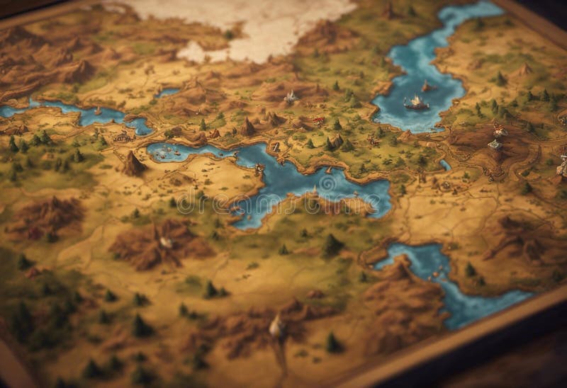 AI Generated Illustration of a Map of a Fantasy Landscape with a Lake ...