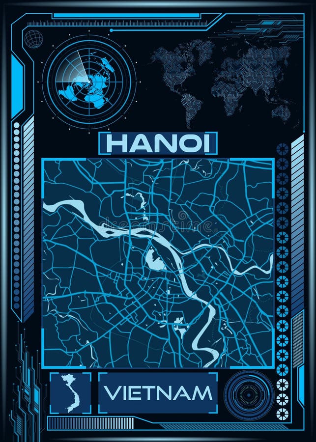 AI-generated Illustration of a Map of HANOI with an Illustration of a ...