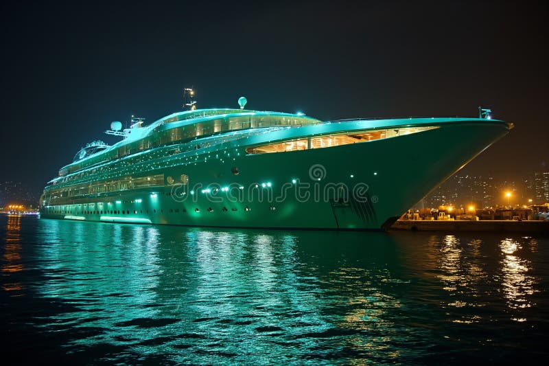 AI Generated Illustration of a Massive Boat Glides Gracefully through ...