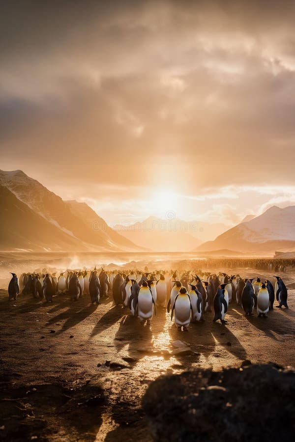 AI Generated Illustration of a Massive Colony of Penguins Strolling ...