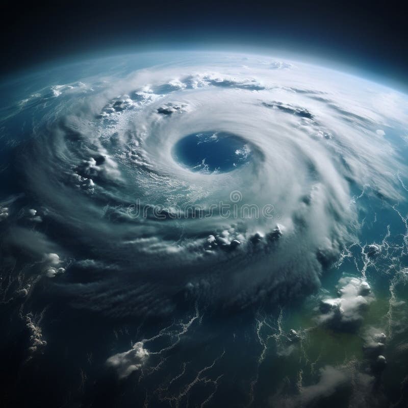 AI-generated Illustration of Massive Cyclone Swirling Over the Earth ...