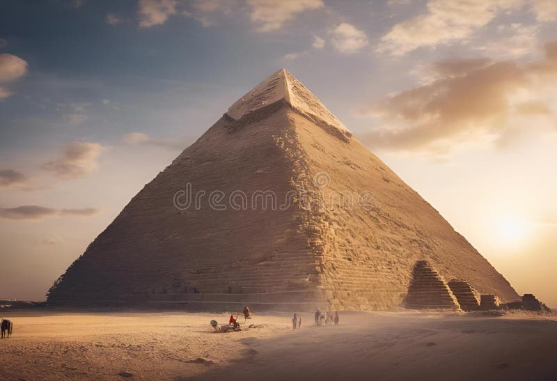 AI-generated Illustration of a Massive Pyramid in the Desert Stock ...