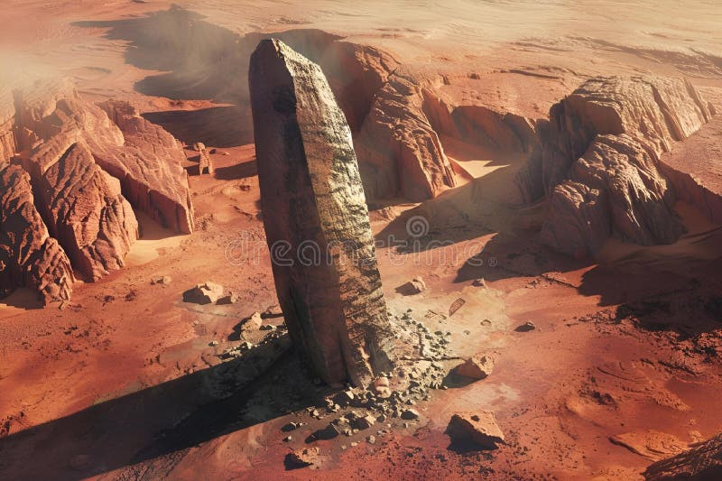 AI-generated Illustration of a Massive Rock Formation in a Martian ...