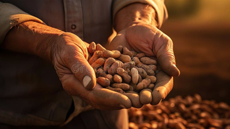 AI Generated Illustration of a Mature Man Holding a Handful of Nuts in ...
