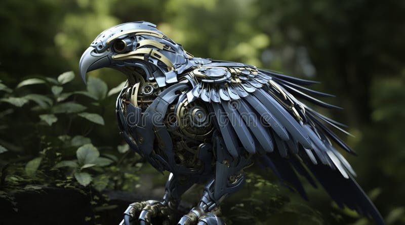 AI Generated Illustration of a Mechanical Sculpture of an Eagle Stock Illustration ...