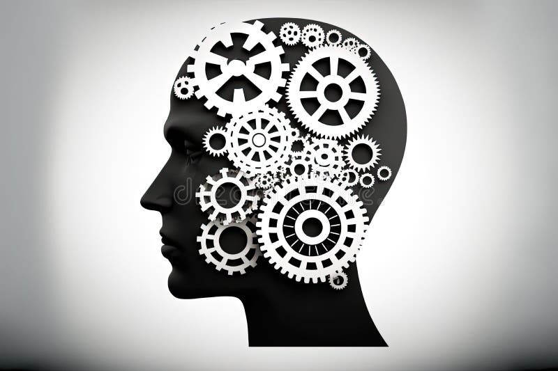 AI Generated Illustration of a Mechanism Working Inside of a Head of a ...