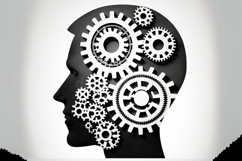 AI Generated Illustration of a Mechanism Working Inside of a Head of a ...