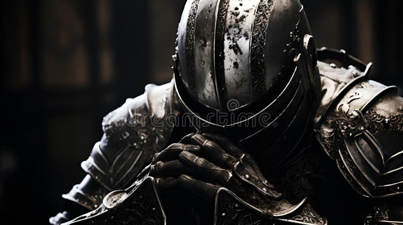 AI-generated Illustration of a Medieval Knight in a Dimly Lit Setting ...
