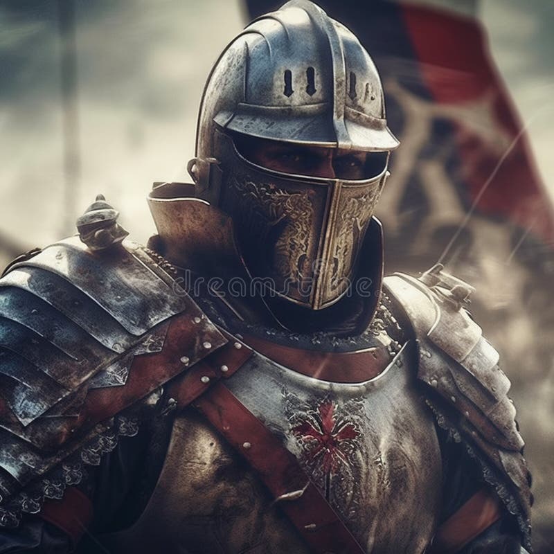 AI-generated Illustration of a Medieval Knight with Weathered Armor ...