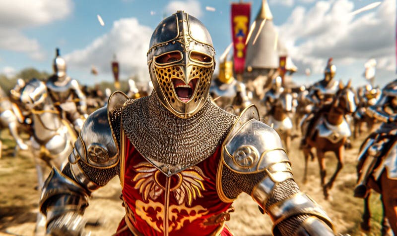AI-generated Illustration of Medieval Knights Charging in Battle with a ...