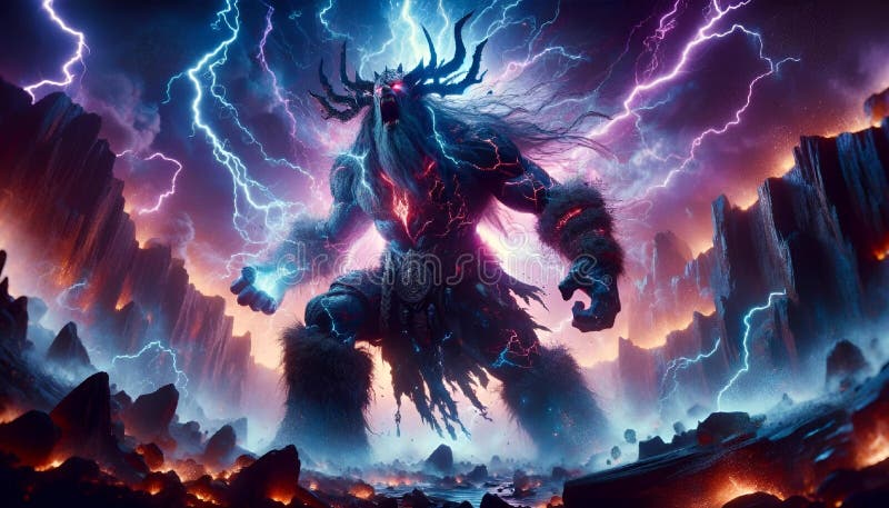 Menacing Beast with Electrifying Backdrop Stock Illustration ...
