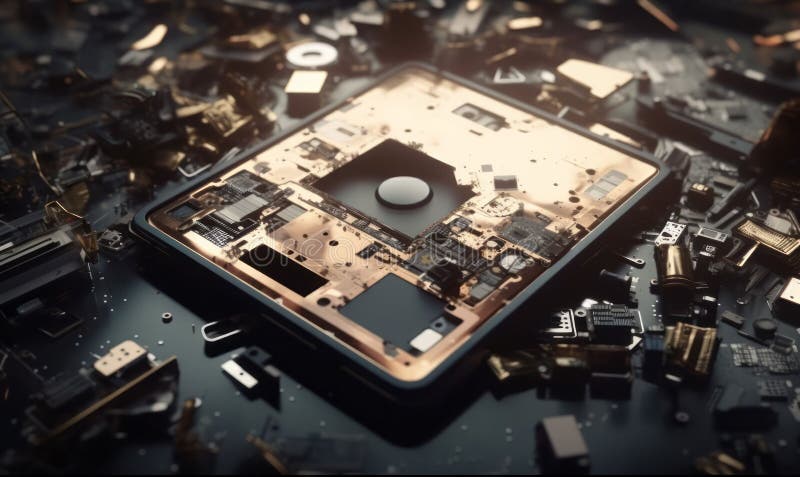 AI Generated Illustration of a Metallic Device with Broken Components ...