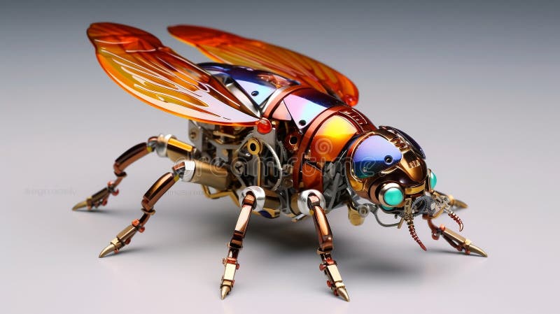 AI Generated Illustration of a Metallic Fly on a White Surface Stock ...