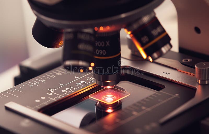 A Microscope that is Sitting on Top of a Table Near Other Electronics ...