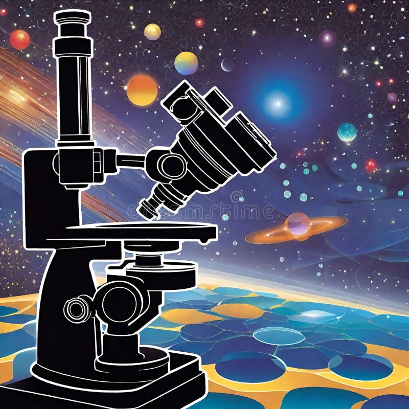 AI Generated Illustration of a Microscope with a Night Sky Backdrop ...