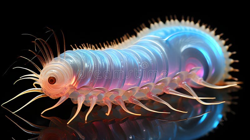 AI Generated Illustration of Microscopic Polychaete Worm, with ...