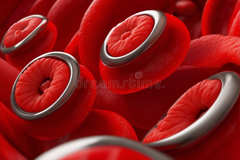 AI Generated Illustration of a Microscopic View of a Network of Blood ...