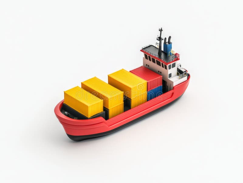 Miniature Cargo Ship Model with Shipping Containers Representing Global ...
