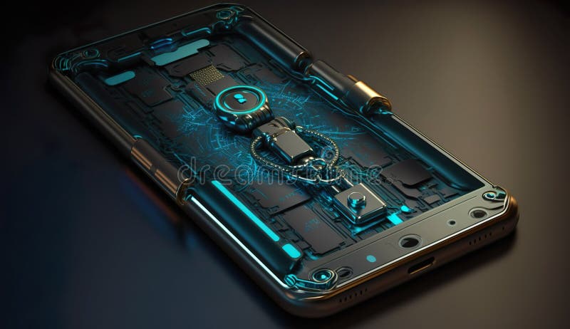 Mobile Phone Cyber Security Concept Stock Illustration - Illustration ...