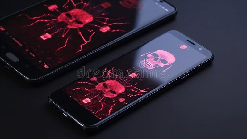 AI Generated Illustration of Mobile Phones on a Table with a Red ...