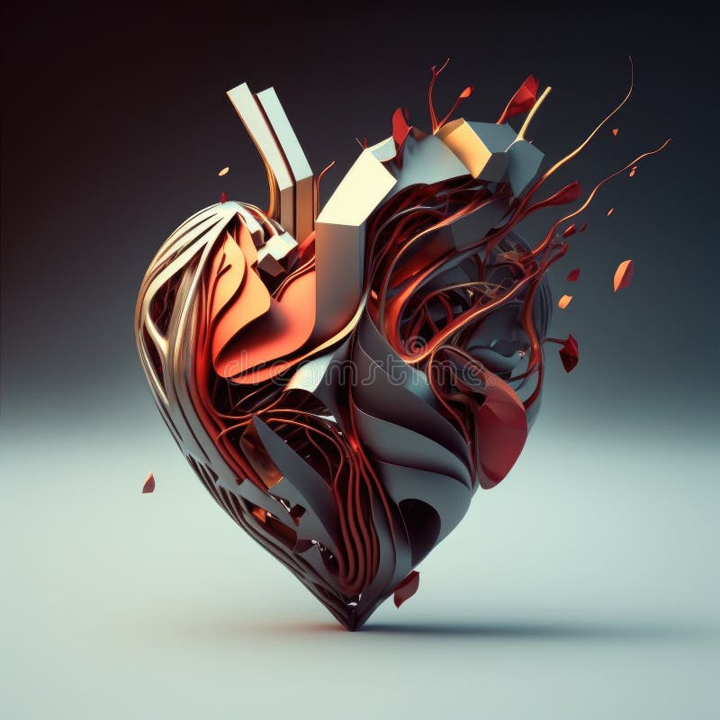 Ai Generated Illustration of Model Human Heart Created Using Metal ...