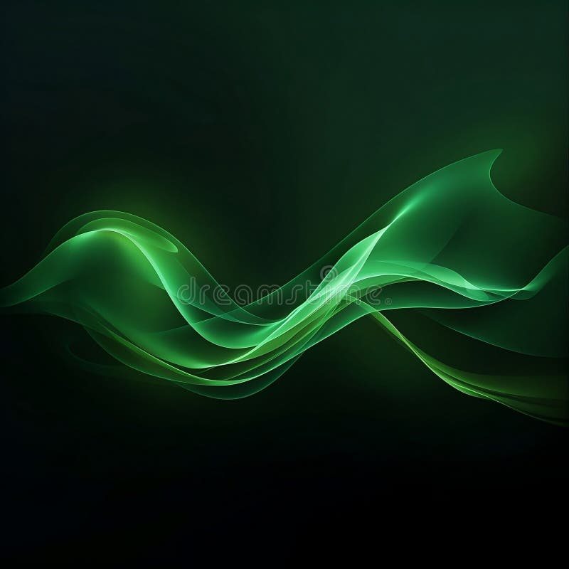 A Green Wave of Waved Light Against a Black Background Poster Stock ...