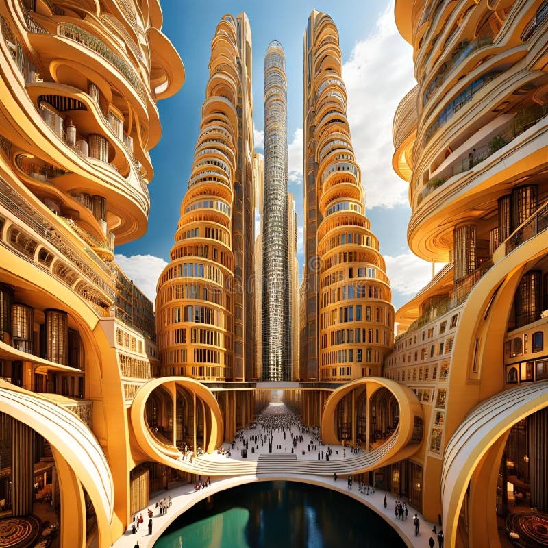 AI Generated Illustration of a Modern Architectural Structure with a ...