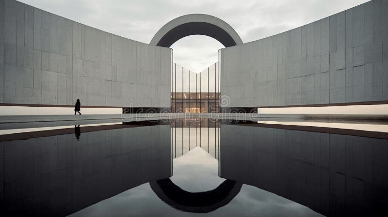 AI Generated Illustration of a Modern Building with an Arched Window ...