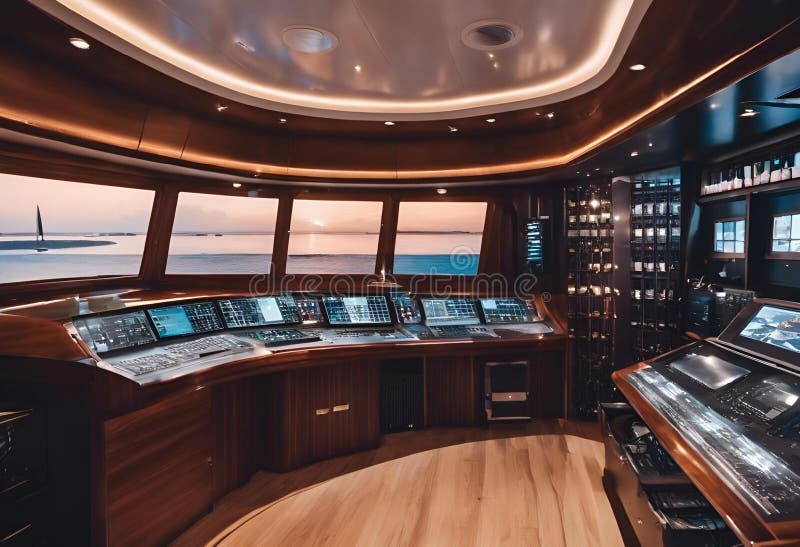 AI Generated Illustration of a Modern Control Room in a Boat Featuring ...