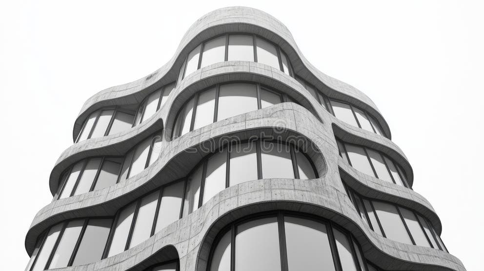 Modern Curved Architecture with Dynamic Sweeping Lines in a Black and ...