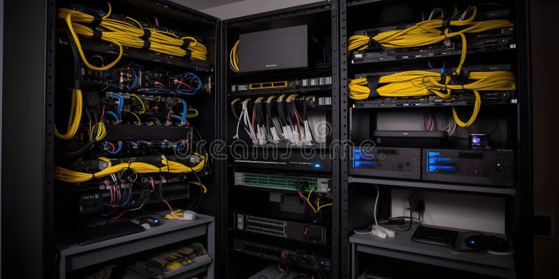 AI Generated Illustration of a Modern Data Center Featuring a Multitude ...