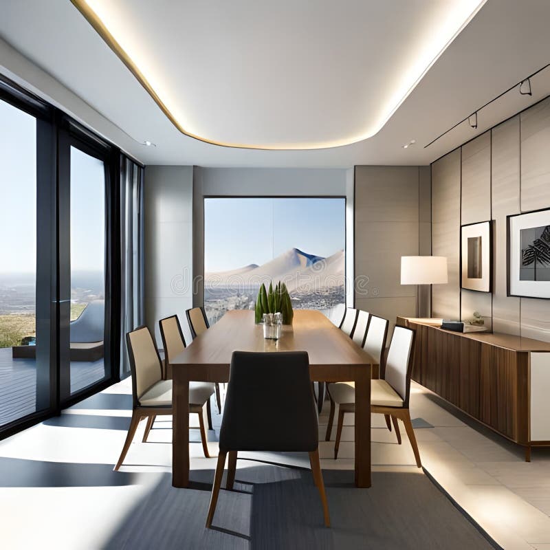 Dining Room Features an Open-concept Design with Sliding Glass Doors ...