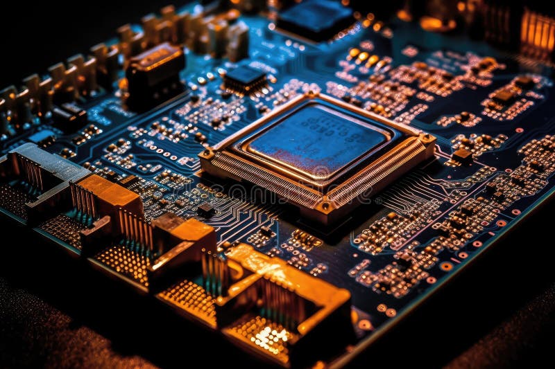 AI Generated Illustration of a Modern Electronic Motherboard with a ...