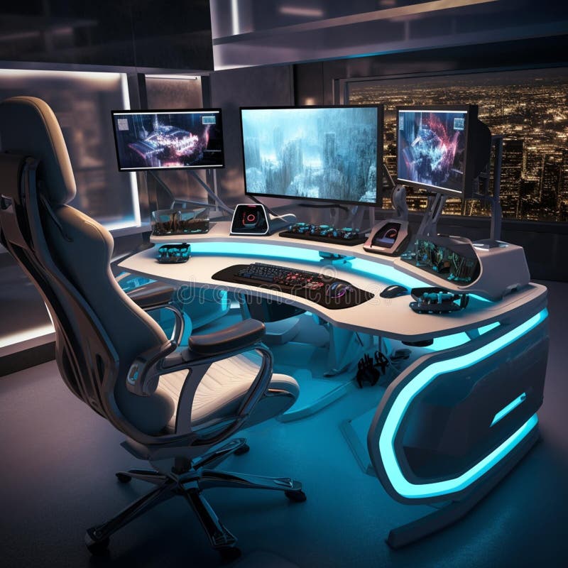 AI-generated Illustration of a Modern Gaming Room Featuring Several ...