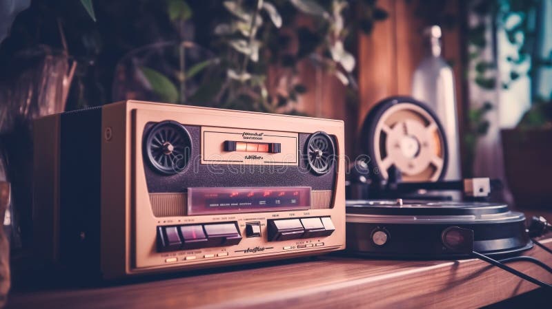 A Stereo System that Has Music Players Inside it, Sitting on a Shelf ... A Stereo System that Has Music Players Inside it, Sitting on a Shelf ...